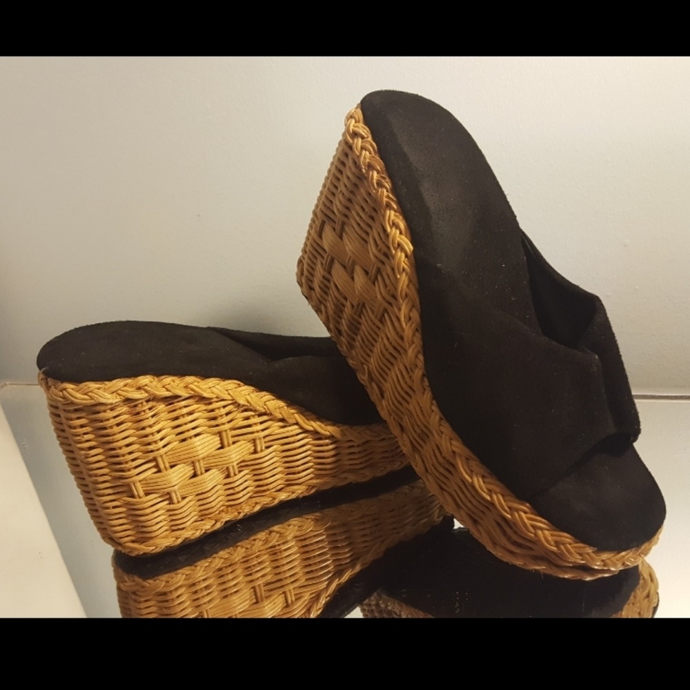 New Wooden Wicker Platform Sandals - Gem